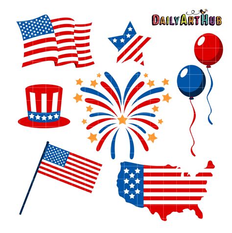 4th Of July Clip Art Set Daily Art Hub Graphics Alphabets And Svg