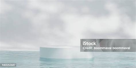 3d 흰색 연단 또는 포장 프레젠테이션 및 화장품을 위한 무대 액체 물과 그림자 배경이 있는 모형 제품 장면 3d 렌더링 3차원 형태에 대한 스톡 사진 및 기타 이미지