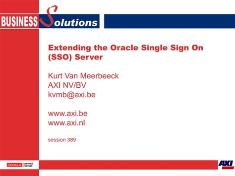 Extending Oracle Sso Ppt Internet Computing