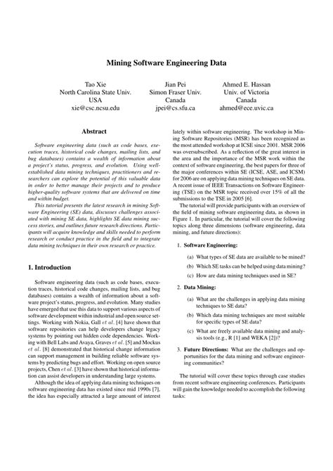 pdf data mining for software engineering