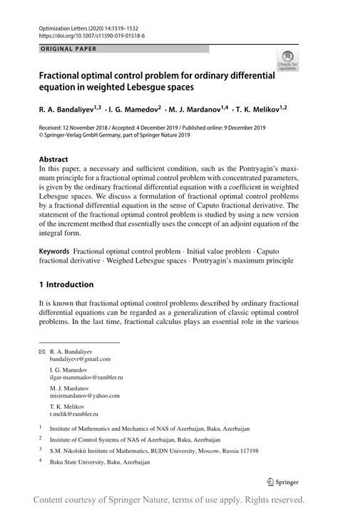 Fractional Optimal Control Problem For Ordinary Differential Equation