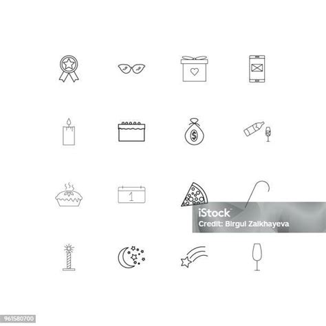 휴일 선형 얇은 아이콘 설정합니다 간단한 벡터 아이콘 설명 0명에 대한 스톡 벡터 아트 및 기타 이미지 0명 가방 달 하늘 Istock