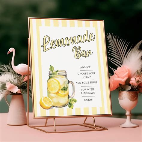 Lemonade Bar Sign Party Decor Printable Editable Instant Download Etsy