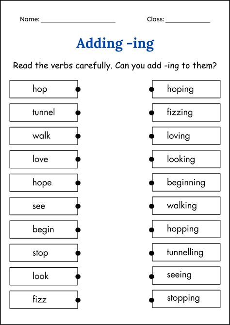 Adding Ing To Verbs Worksheet
