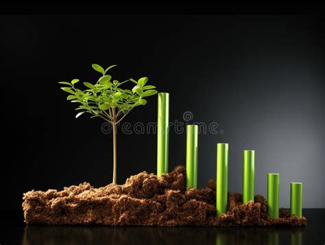 Data Visualization In The Form Of A Growing Tree And Green Bars Data Visualization In The Form Of A Growing Tree And Green Bars