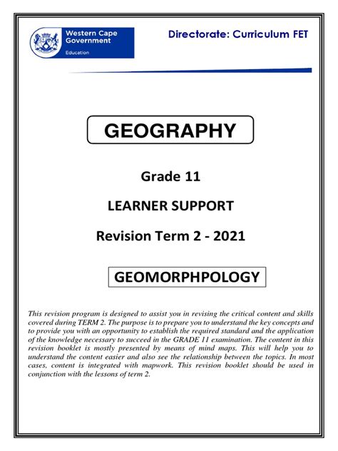 Geography Grade 11 Revision Term 2 2021 Pdf Landscape Geomorphology