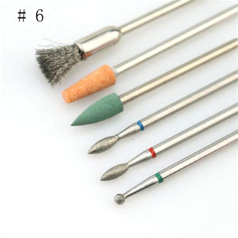 Badu Bg 6 бр Топка за бормашина за нокти Керамични накрайници за камъни Комплект метални четки