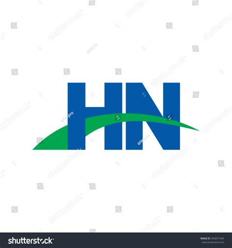 HN Initial Overlapping Swoosh Letter Logo Blue Royalty Free Stock