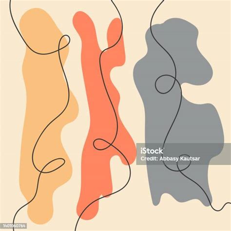 파스텔 색상의 유기적 모양과 손 그리기 선이 있는 추상적인 배경 텍스트 공간이 있는 현대적인 디자인 템플릿입니다 브랜딩 디자인을