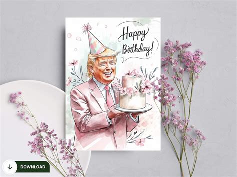 Digital Trump Happy Birthday Card Printable Trump Card Trump Birthday