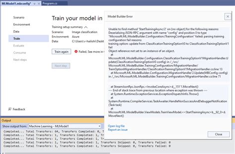 Image Classification Azure Training Failed · Issue 2717 · Dotnet