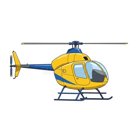 Llustration Of A Small Cartoon Style Helicopter With A Yellow And Blue