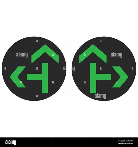Green Arrows Pointing Up Left And Right Inside Black Circles Indicating Possible Directions