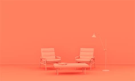 가구와 실내 액세서리와 일반 흑백 분홍색 오렌지 색상의 내부 객실 복사 공간이 있는 라이트 배경입니다 3d 렌더링 흑백 사진에 대한 스톡 사진 및 기타 이미지 Istock