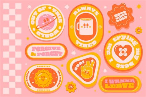 손으로 그린 복고풍 라벨 컬렉션 무료 벡터