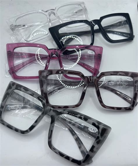 Oversized Chic Reading Glasses Magnification Strength 225 20 Etsy