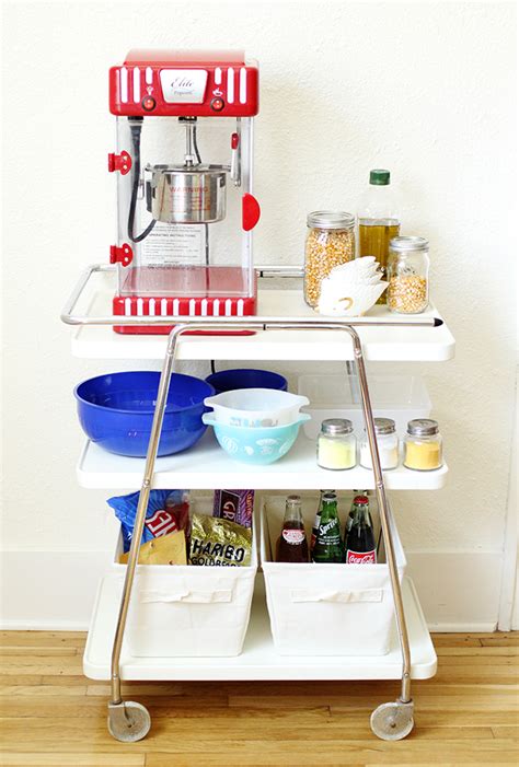 Diy Popcorn Cart Making Popcorn With An Electric Popper At Home Stock