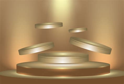 스포트 라이트와 조명 추상 라운드 연단 시상식 개념 무대 배경 벡터 일러스트 3차원 형태에 대한 스톡 벡터 아트 및 기타 이미지