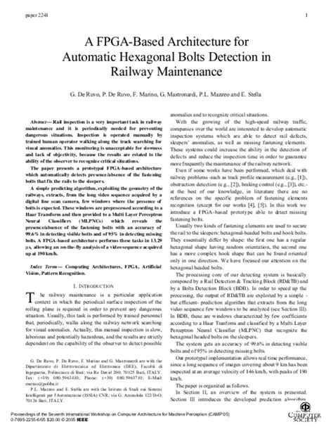 Pdf A Fpga Based Architecture For Automatic Hexagonal Bolts Detection In Railway Maintenance