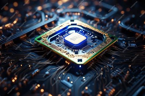 Premium Ai Image Futuristic Hightech Motherboard Cpu Processor Microchip Artificial