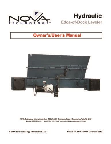 NOVA Hydraulic Edge Of Dock Leveler Owner S Manual Nova Technology Loading Dock Equipment