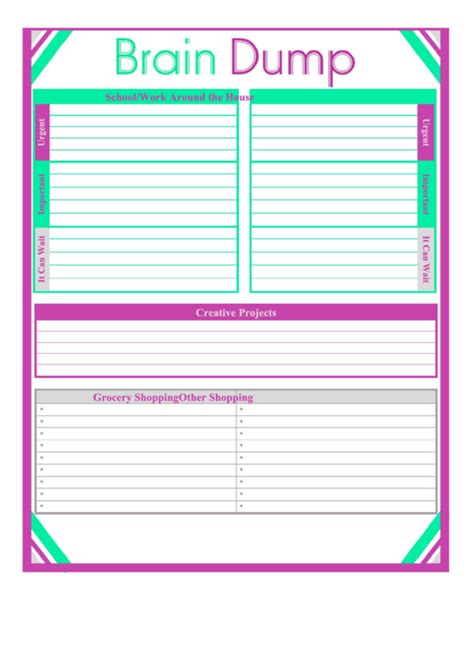 Brain Dump Template Printable Pdf Download