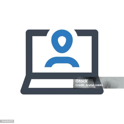 노트북 사용자 아이콘벡터 일러스트 레이 션입니다 노트북 사용자 계정 프로필 아바타 노트북 로그인 사람 암호 화상 통화 라인 개요 아이콘 개체 그룹에 대한 스톡 벡터 아트 및