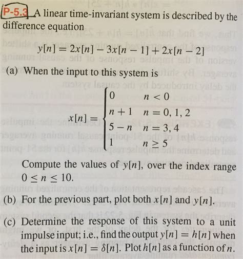 Solved P 5 3a Difference Equation A Linear Time Invariant