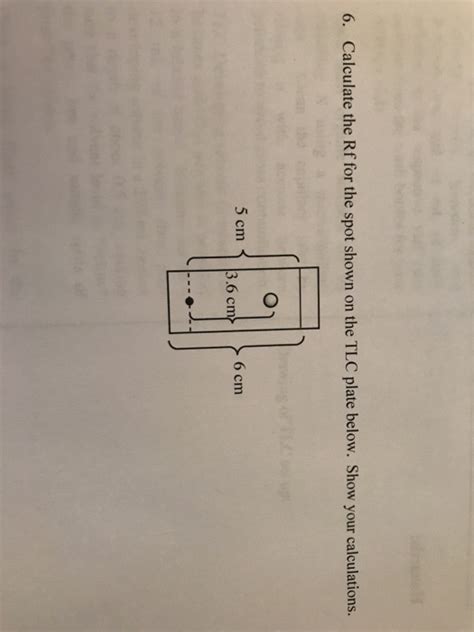 Solved 6 Calculate The Rf For The Spot Shown On The Tlc
