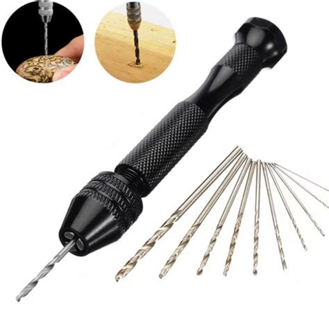 Precise Tools Set Mini Micro Aluminum Hand Drill Tiny Mini Twist Drill