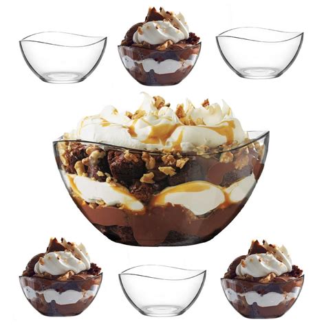 7 Piece Glass Bowls Set Glass Trifle Fruit Salad Bowls Triffle Dessert