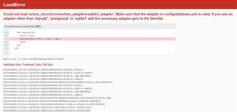 Could Not Load Activerecordconnectionadapterssqlite3adapter Rails