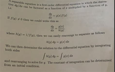 A Separable Equation Is A First Order Differential