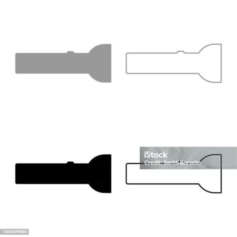 토치 손전등 등장치 세트 아이콘 그레이 블랙 컬러 벡터 일러스트 이미지 플랫 스타일 솔리드 필 윤곽 윤곽선 씬씬 Led 조명에 대한 스톡 벡터 아트 및 기타 이미지 Istock