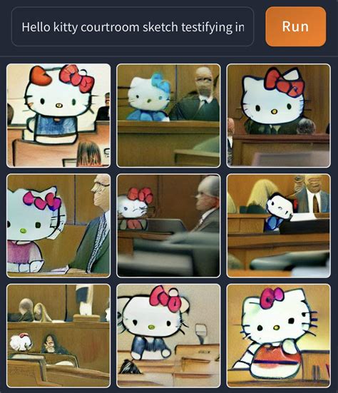 Hello Kitty Courtroom Sketch Testifying In Trial Rweirddalle