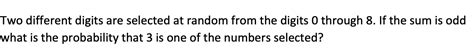 Solved Two Different Digits Are Selected At Random From The
