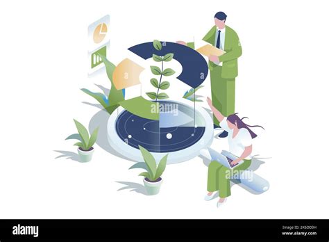 Data Analysis Web Concept In 3d Isometric Design People Making Financial Report And Market