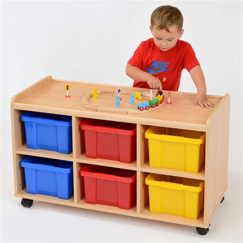 Flexi 6 Deep Coloured Tray Static Mobile Classroom Storage
