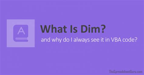What Does Dim Mean When Coding VBA Macros