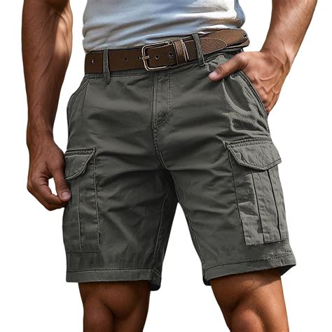 Nestiefly Tactical Shorts For Men Elastic Waist Cargo Button Zip Up