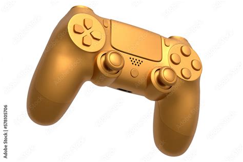 Realistic Video Game Joystick With Golden Chrome Texture Isolated On White Stock Illustration