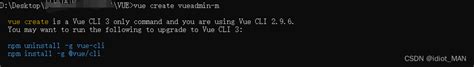 报错： Vue Create Is A Vue Cli 3 Only Command And You Are Using Vue Cli 296 You May Want To Run