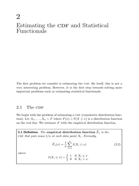 Estimating The Cdf And Statistical Functionals Pdf Estimator Errors And Residuals