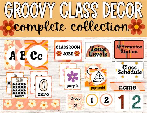 Retro Groovy Classroom Decor Bundle For Bulletin Board Teacher