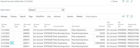 Using Statistical Accounts In Business Central