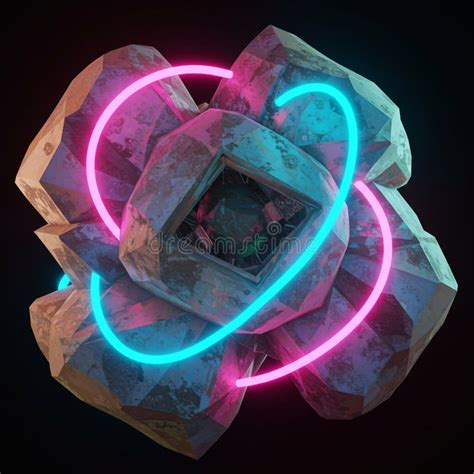 A Complex 3d Geometric Shape With A Central Cube And Chamfered Edges Rusty Stock Illustration