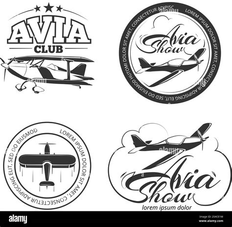 Aviation Airplane Vector Badges Logos Emblems Labels Aviation And