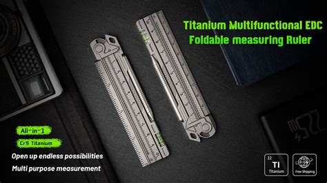 Titanium Multifunctional Edc Foldable Measuring Ruler Hunt4best