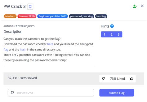 Picoctf — Pw Crack 3 This Is A Medium Challenge In The By Ahmed Ashraf Medium