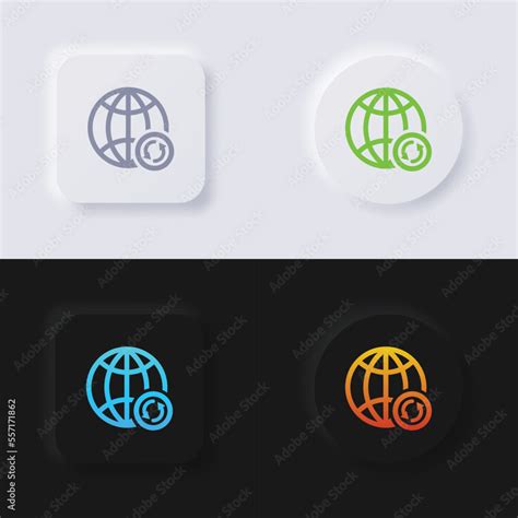 Globe Icon With Circular Rotation Arrow Symbol Icon Set Multicolor